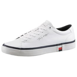 Sneaker Tommy Hilfiger "MODERN VULC CORPORATE LEATHER" Gr. 46, weiß Herren Schuhe Schnürhalbschuhe