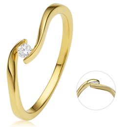 Diamantring ONE ELEMENT "0,05 ct Diamant Brillant Spannfassung Ring aus 750 Gelbgold" Fingerringe Gr. 52, Gelbgold 750-Diamanten, goldfarben (gold) Damen Diamantringe