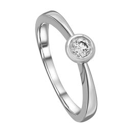 Diamantring ONE ELEMENT "0.15 ct Diamant Brillant Zarge Ring aus 750 Weißgold" Fingerringe Gr. 50, Weißgold 750-Diamanten, silberfarben (silber) Damen Diamantringe