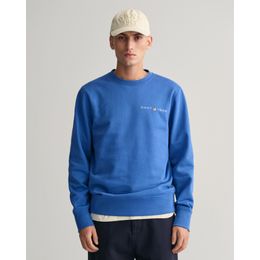 Sweatshirt Gant "PRINTED GRAPHIC C-NECK SWEAT" Gr. M, blau (rich blue) Herren Sweatshirts