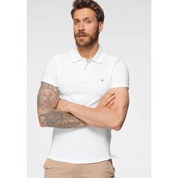 Poloshirt Gant "REGULAR ORIGINAL PIQUE SS RUGGER" Gr. L (52), weiß (white) Herren Shirts Kurzarm