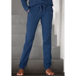 Homewearhose Lascana "-Loungehose" Gr. 48/50, N-Gr, blau (blau, meliert) Damen Hosen Freizeithosen