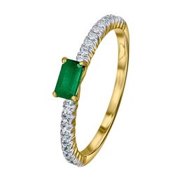 Diamantring ONE ELEMENT "0,18 ct Diamant Brillant Smaragd Ring aus 585 Gelbgold" Fingerringe Gr. 50, mit Diamant, Gelbgold 585-Diamanten, goldfarben (gold) Damen Diamantringe