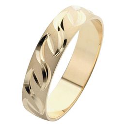 Trauring Firetti "Schmuck Geschenk Gold 375 Hochzeit Ehering "LIEBE"" Fingerringe Gr. 22, ohne Brillant, Gelbgold 585, 5 mm, gelb (gelbgoldfarben) Trauringe