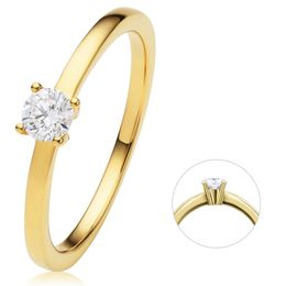 Diamantring ONE ELEMENT "0.25 ct Diamant Brillant Ring aus 750 Gelbgold" Fingerringe Gr. 50, Gelbgold 750-Diamanten, goldfarben (gold) Damen Diamantringe