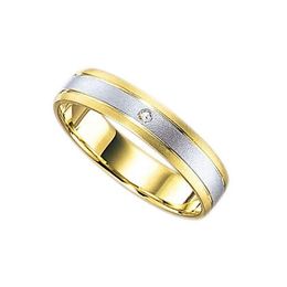 Trauring Firetti "Schmuck Geschenk Gold 375 Hochzeit Ehering "LIEBE"" Fingerringe Gr. 16,5, 0,01 ct SI = kleine Einschlüsse mit Brillant, Gelbgold 585-Weißgold 585, 4 mm, goldfarben (gelbgoldfarben, weißgoldfarben) Trauringe