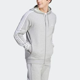 Kapuzensweatjacke adidas Sportswear "ESSENTIALS 3STREIFEN KAPUZENJACKE" Gr. XXXL, grau (medium grey heather) Herren Sweatjacken Hoodies