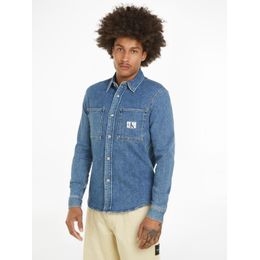 Jeanshemd Calvin Klein Jeans "LINEAR SLIM DENIM SHIRT" Gr. XL, N-Gr, blau (denim medium) Herren Hemden Langarm