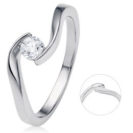 Diamantring ONE ELEMENT "0,25 ct Diamant Brillant Spannfassung Ring aus 750 Weißgold" Fingerringe Gr. 52, Weißgold 750-Diamanten, silberfarben (silber) Damen Diamantringe