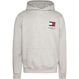 Kapuzensweatshirt Tommy Jeans "TJM REG ESSENTIAL FLAG HOOD EXT" Gr. L, silberfarben (silver grey) Herren Sweatshirts