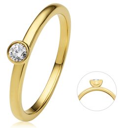 Diamantring ONE ELEMENT "0.1 ct Diamant Brillant Zarge Ring aus 750 Gelbgold" Fingerringe Gr. 50, Gelbgold 750-Diamanten, goldfarben (gold) Damen Diamantringe