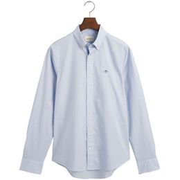 Langarmhemd Gant "Slim Fit Popeline Hemd leichte Baumwolle strapazierfähig pflegeleicht" Gr. XL, N-Gr, blau (light blue) Herren Hemden Langarm