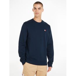 Sweatshirt Tommy Jeans "TJM REG BADGE CREW EXT" Gr. L, blau (dark night navy) Herren Sweatshirts