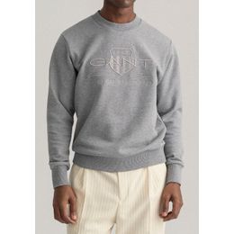 Sweatshirt Gant "D1. TONAL ARCHIVE SHIELD C-NECK" Gr. XXXL, grau (grey melange) Herren Sweatshirts