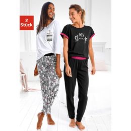 Pyjama Vivance Dreams Gr. 56/58, pink (schwarz, weiß, schwarz, pink) Damen Homewear-Sets Pyjamas Bestseller