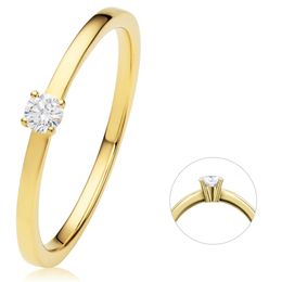 Diamantring ONE ELEMENT "0.1 ct Diamant Brillant Ring aus 750 Gelbgold" Fingerringe Gr. 54, Gelbgold 750-Diamanten, goldfarben (gold) Damen Diamantringe
