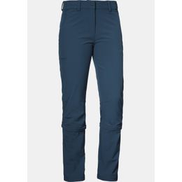 Schöffel Zip-away-Hose SCHÖFFEL "Pants Engadin1 Zip Off" Gr. 42, Normalgrößen, blau (dunkelblau) Damen Hosen Wanderhosen