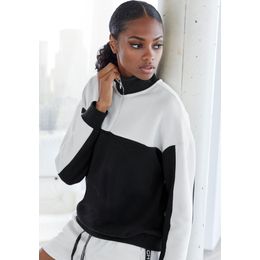 Sweatshirt French Connection "-Troyer Sweatshirt" Gr. 48/50, schwarz (schwarz, weiß) Damen Sweatshirts Homewear Oberteile