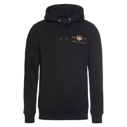 Kapuzensweatshirt Gant "D2. MEDIUM ARCHIVE SHIELD" Gr. M (50), schwarz (black) Herren Sweatshirts