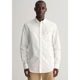 Langarmhemd Gant "Regular Fit Oxford Hemd strukturiert langlebig dicker" Gr. XL (43/44), N-Gr, weiß (white) Herren Hemden Langarm