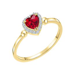 Goldring Firetti "Schmuck Geschenk Gold 375 Damenring Goldring" Fingerringe Gr. 52, Gelbgold 375, 1 mm, bunt (gelbgoldfarben, weißgoldfarben, kristallweiß, rot, rot) Damen Fingerringe