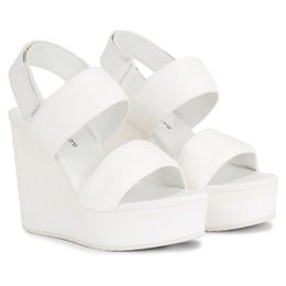 Keilsandalette Calvin Klein Jeans "WEDGE SANDAL WEBBING IN MR" Gr. 40, weiß (offwhite) Damen Schuhe Sandaletten