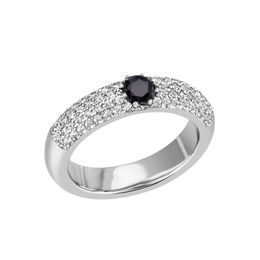 Fingerring Firetti "Schmuck Geschenk Silber 925 Silberring Pavé Kreis rund" Fingerringe Gr. 52, Silber 925 (Sterlingsilber), 4,8 mm, schwarz (silberfarben, kristallweiß, schwarz, schwarz) Damen Fingerringe