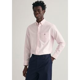 Businesshemd Gant "Regular Fit Oxford Hemd strukturiert langlebig dicker" Gr. XL, N-Gr, rosa (light pink) Herren Hemden Langarm