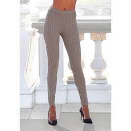 Leggings Lascana Gr. 40/42, N-Gr, schwarz (schwarz beige weiß gemustert) Damen Hosen Leggings