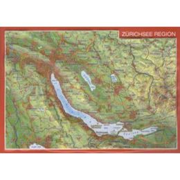 Zürichsee Region, Reliefpostkarte