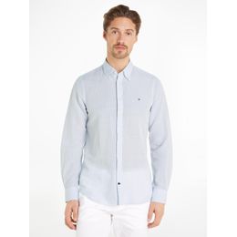 Langarmhemd Tommy Hilfiger "CL W-CO LINEN SOLID SF SHIRT" Gr. 39, N-Gr, blau (light blue) Herren Hemden Langarm