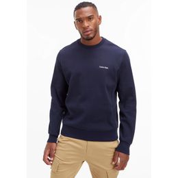 Sweatshirt Calvin Klein "MICRO LOGO REPREVE SWEATSHIRT" Gr. M, blau (marine) Herren Sweatshirts