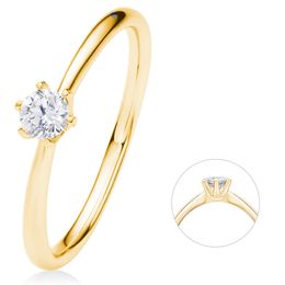 Diamantring ONE ELEMENT "0.2 ct Diamant Brillant Ring aus 585 Gelbgold" Fingerringe Gr. 48, Gelbgold 585-Diamanten, goldfarben (gold) Damen Diamantringe