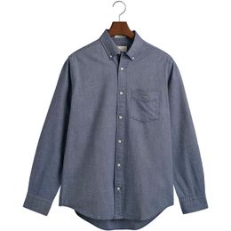 Businesshemd Gant "Regular Fit Oxford Hemd strukturiert langlebig dicker" Gr. M, N-Gr, blau (persian blue) Herren Hemden Langarm