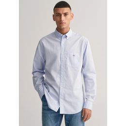 Langarmhemd Gant "Regular Fit Popeline Hemd leicht strapazierfähig pflegeleicht" Gr. 4XL, N-Gr, blau (light blue) Herren Hemden Langarm