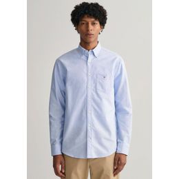 Langarmhemd Gant "Regular Fit Oxford Hemd strukturiert langlebig dicker" Gr. XXL (45/46), N-Gr, blau (capri blue) Herren Hemden Langarm