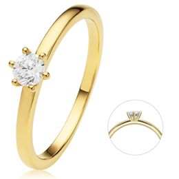 Diamantring ONE ELEMENT "0.25 ct Diamant Brillant Ring aus 585 Gelbgold" Fingerringe Gr. 50, Gelbgold 585-Diamanten, goldfarben (gold) Damen Diamantringe