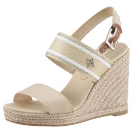 Keilsandalette Tommy Hilfiger "WEBBING HIGH WEDGE SANDAL" Gr. 40, beige Damen Schuhe Sandaletten