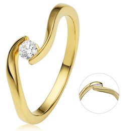 Diamantring ONE ELEMENT "0,10 ct Diamant Brillant Spannfassung Ring aus 750 Gelbgold" Fingerringe Gr. 52, Gelbgold 750-Diamanten, goldfarben (gold) Damen Diamantringe
