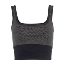 Vivance active Crop-Top -Sporttop mit breitem Bündchen und Jacquardmuster, schwarz