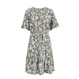 WE Fashion Kleid Damen Größe 44 taubenblau / oliv / weiß Winterkleid