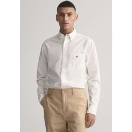 Businesshemd Gant "Regular Fit Oxford Hemd strukturiert langlebig dicker" Gr. S, N-Gr, weiß (white) Herren Hemden Langarm