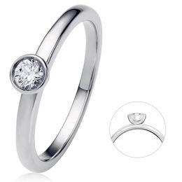 Diamantring ONE ELEMENT "0.2 ct Diamant Brillant Zarge Ring aus 950 Platin" Fingerringe Gr. 52, Platin 950-Diamanten, silberfarben (silber) Damen Diamantringe