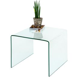 Couchtisch PAROLI Tische Gr. B/H/T: 60 cm x 46 cm x 60 cm, farblos (transparent, transparent, transparent) Eckige Couchtische Glas-Couchtisch eckig