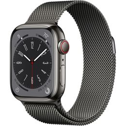 0 Apple Watch Series 8 (GPS + Cellular) 41mm Edelstahlgehäuse graphit, Milanaisearmband graphit