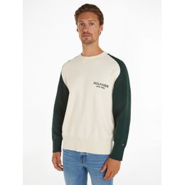 Rundhalspullover Tommy Hilfiger "MONOTYPE COLOURBLOCK CREW NECK" Gr. XL, weiß (calico, hunter) Herren Pullover Rundhalspullover