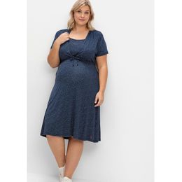Umstandskleid sheego "Große Größen" Gr. 42, Normalgrößen, blau (nachtblau bedruckt) Damen Kleider Umstandskleider