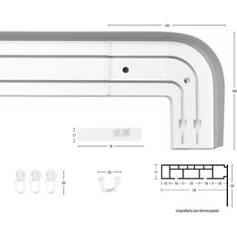 Schienensystem Garesa "Kunststoffschiene mit Blende" Gardinenstangen Gr. L: 290 cm, 2 läufig, grau (wengefarben) Gardinenschienen