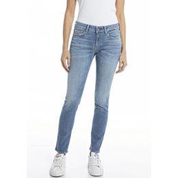 5-Pocket-Jeans Replay "NEW LUZ" Gr. 32, Länge 30, blau (light blue 521) Damen Jeans Röhrenjeans