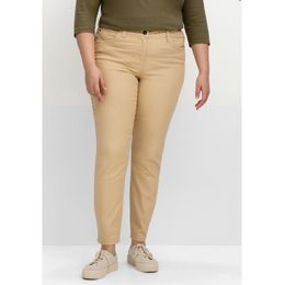 Stretch-Hose sheego "Große Größen" Gr. 42, Normalgrößen, beige (beigefarben) Damen Hosen 5-Pocket-Hose Stretch-Hosen